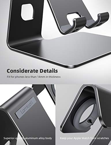 Lamicall Stand for Apple Watch Phone Holder 2 in 1 Desktop Stand Holder Charging Station Dock Compatible with Apple Watch SE Series 8/7/6/5/4/3/2 Ultra [Charging Cable Not Include]
