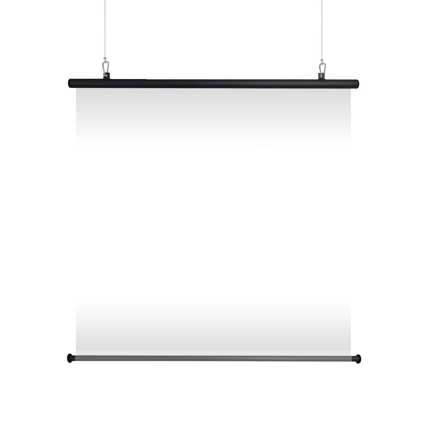 BANNER BUZZ MAKE IT VISIBLE BannerBuzz Hanging Clamp Bar Sneeze Guard with Clear Tarp Film Protective Shield for Office, Cafes, Retail Stores, Cashier, Receptionist (3' x 2')