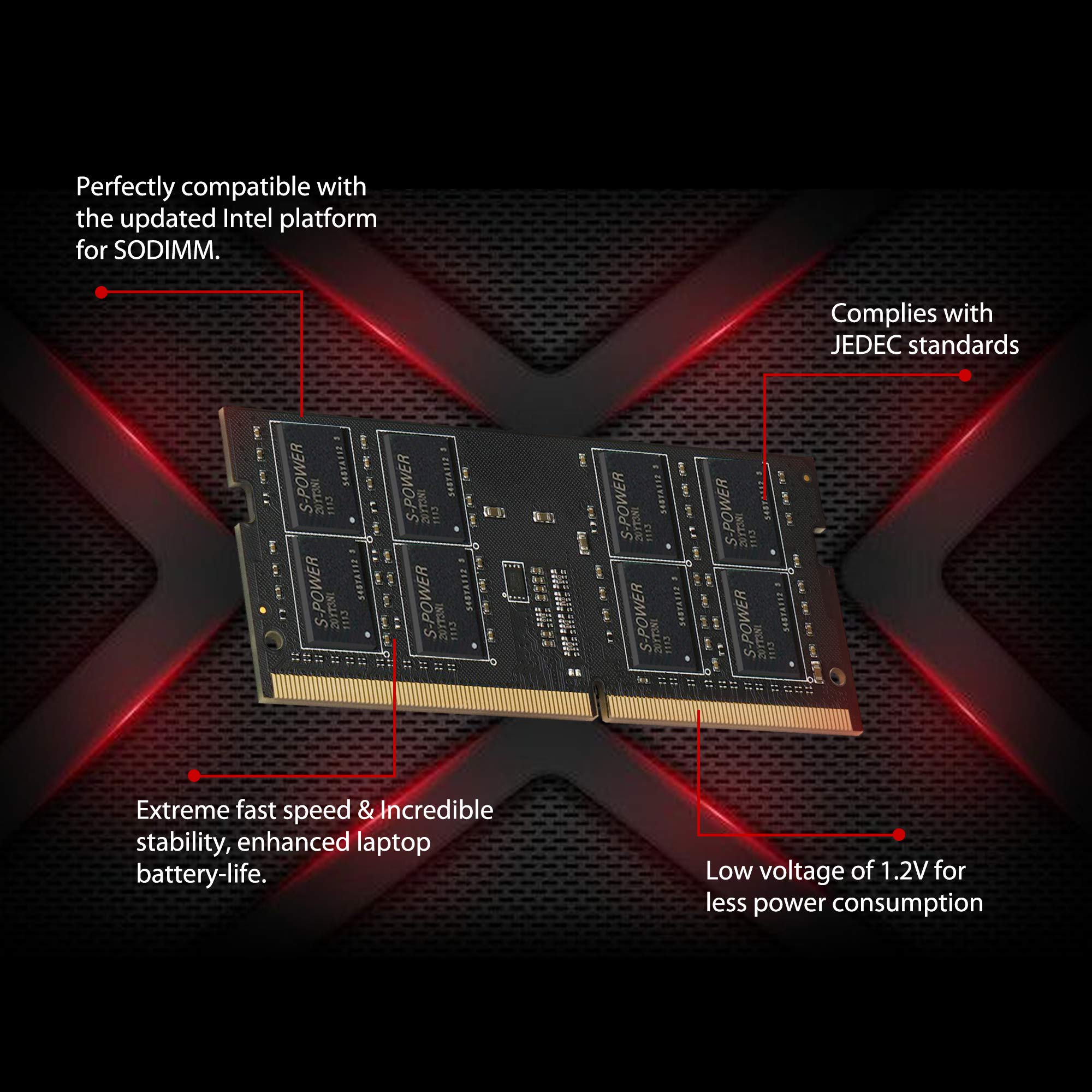 Silicon Power DDR4 32GB (2x16GB) 2666MHz 260-pin CL19 1.2V SODIMM Laptop RAM Computer Memory SU032GBSFU266B22AB
