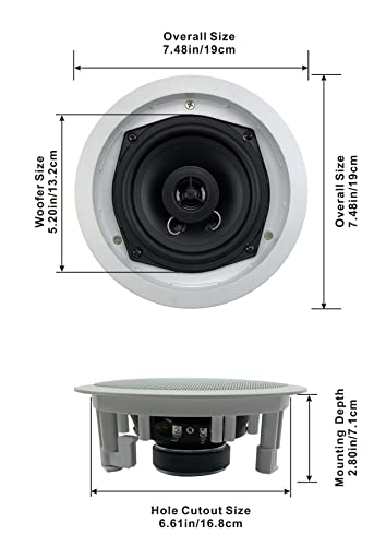Acoustic Audio R191 in Ceiling/in Wall 7 Speaker Set 2 Way Home Theater 1400 Watt R191-7S