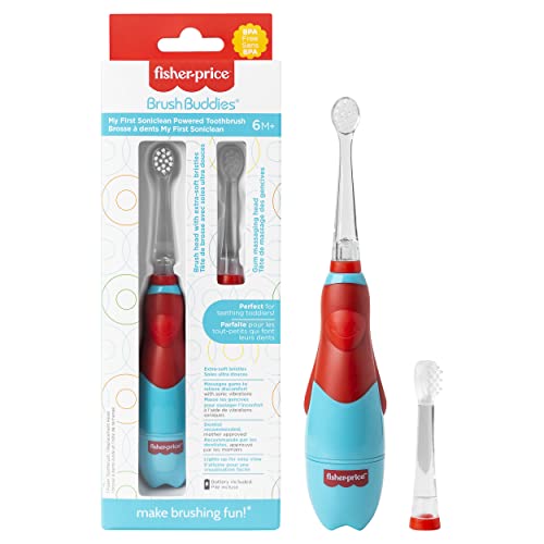 Fisher-Price My First Soniclean Baby Toothbrush, Extra Soft Bristles, First Baby Electric Toothbrush, Baby Teethers, Baby Teething Relief, Kids Toothbrushes