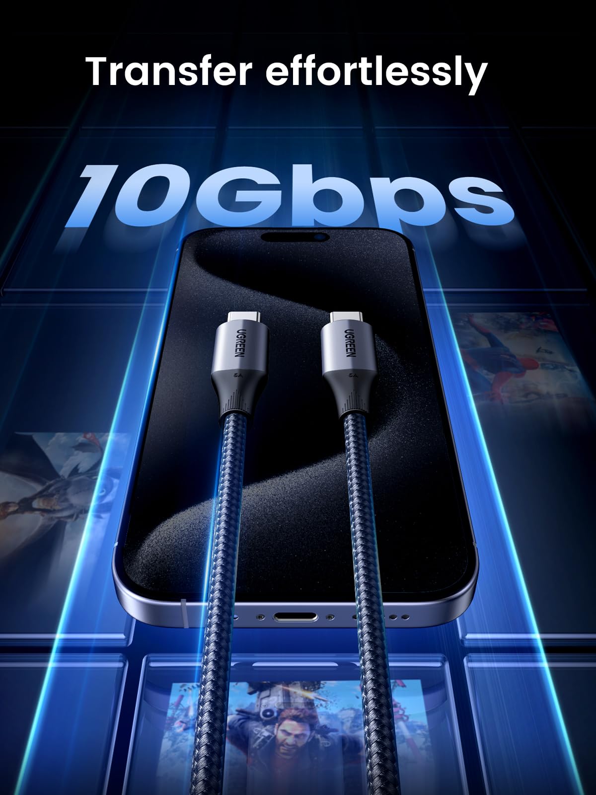 UGREEN USB C to USB C 3.2 Gen 2 Cable, 4K Video Monitor Display USB C Cable 10Gbps Data Transfer, 240W PD Fast Charging for iPhone 16/15, Samsung Galaxy S24/S23, MacBook Pro, iPad Pro, Dell XPS, 3.3FT