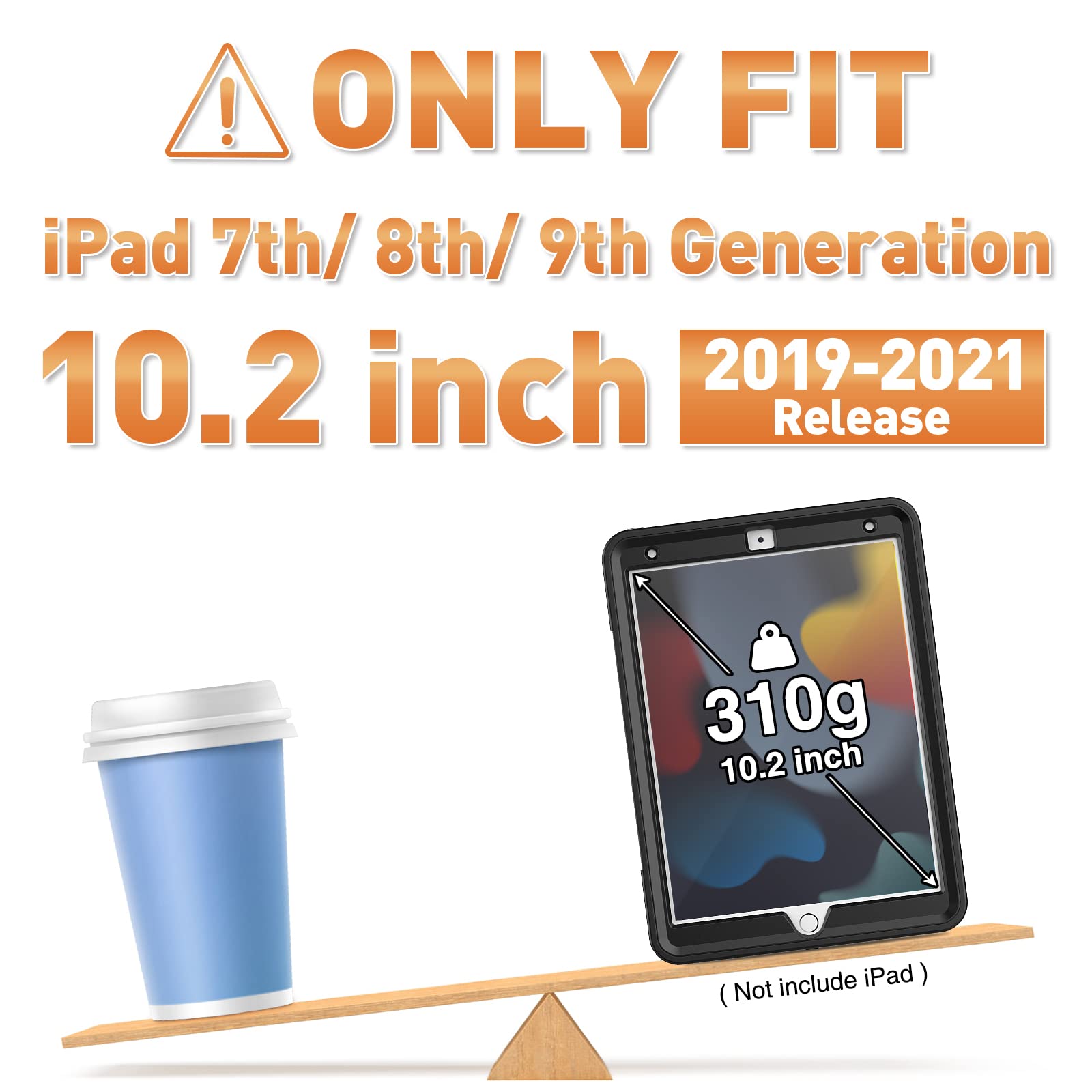 Timecity Case for iPad 9th Generation 10.2 inch 2021, Case for iPad 8th/ 7th Gen 2020/2019, Durable Protection Case with Pencil Holder Folding Stand Smart Cover Auto Sleep/Wake - Black