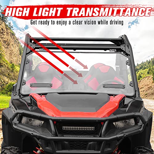 A & UTV PRO Front Full Windshield for Polaris General 1000 /General 4 1000 /XP 1000 /XP 4 1000 2016-2023, Clear Tough Hard Coated Poly Vented Window Accessories, Replace OEM # 2884337