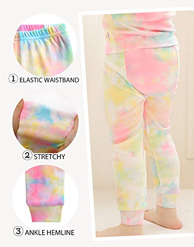 VAENAIT BABY Kids Junior 100% Cotton Sleepwear Pajamas 2pcs Set Tiedye-Rainbowneonpink-249 L
