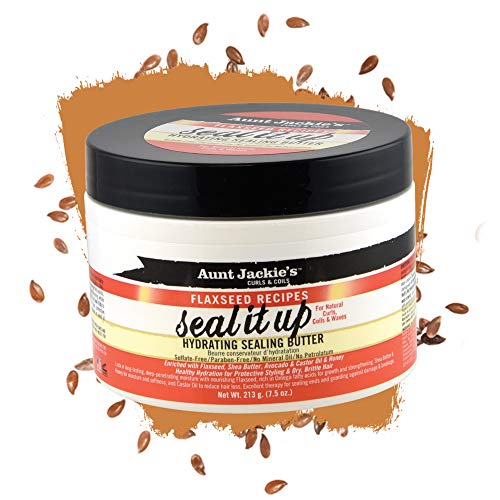 Aunt Jackie's Flaxseed Recipes Seal It Up, Hydrating Sealing Butter, Helps Prevent and Repair Damaged Hair, Jar, 7.5 Oz