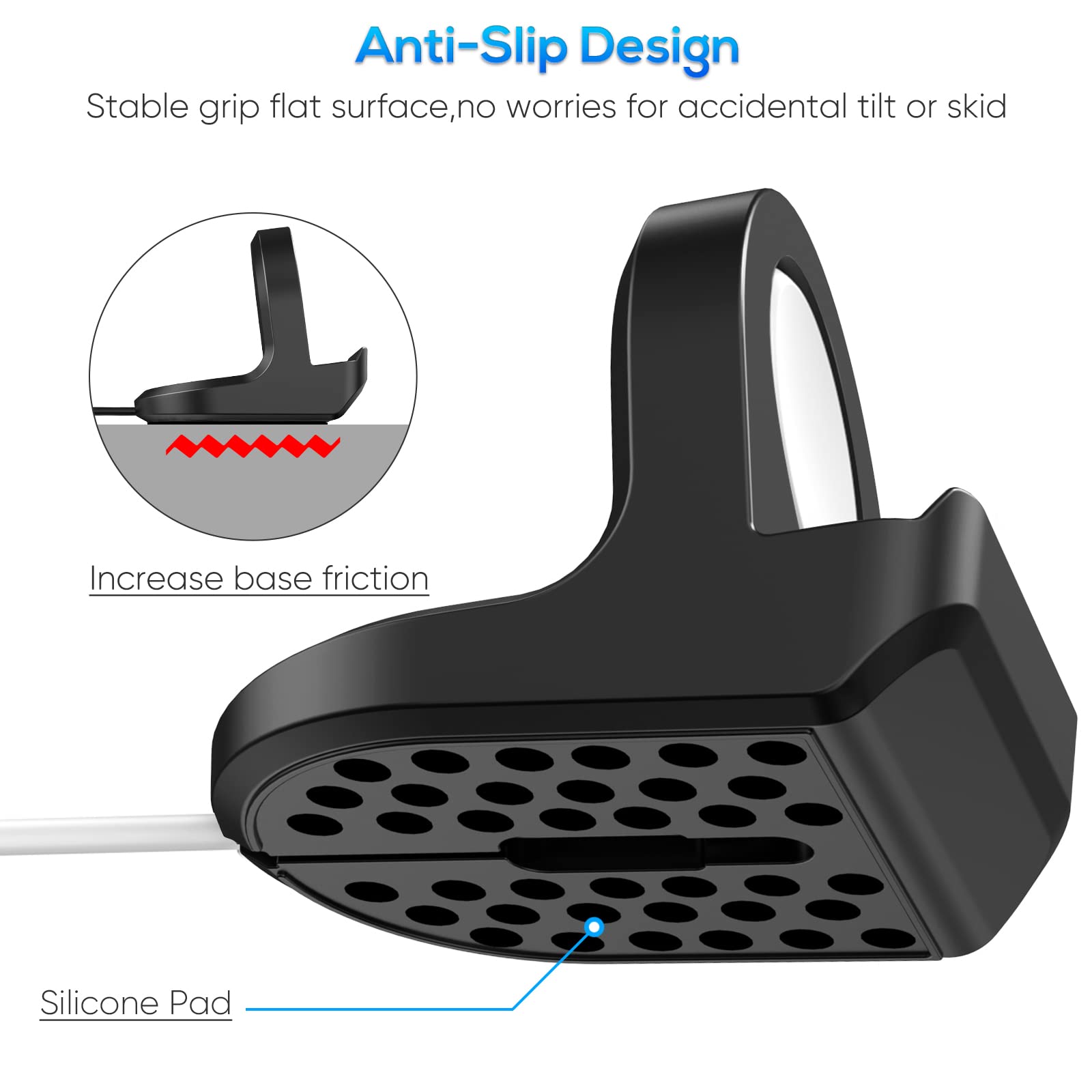 2-Pack Silicone Stand for Google Pixel Watch Charger, YUANHOT Charger Stand Charging Base Holder with Integrated Cable Management Slot, Black (Cable Not Included)