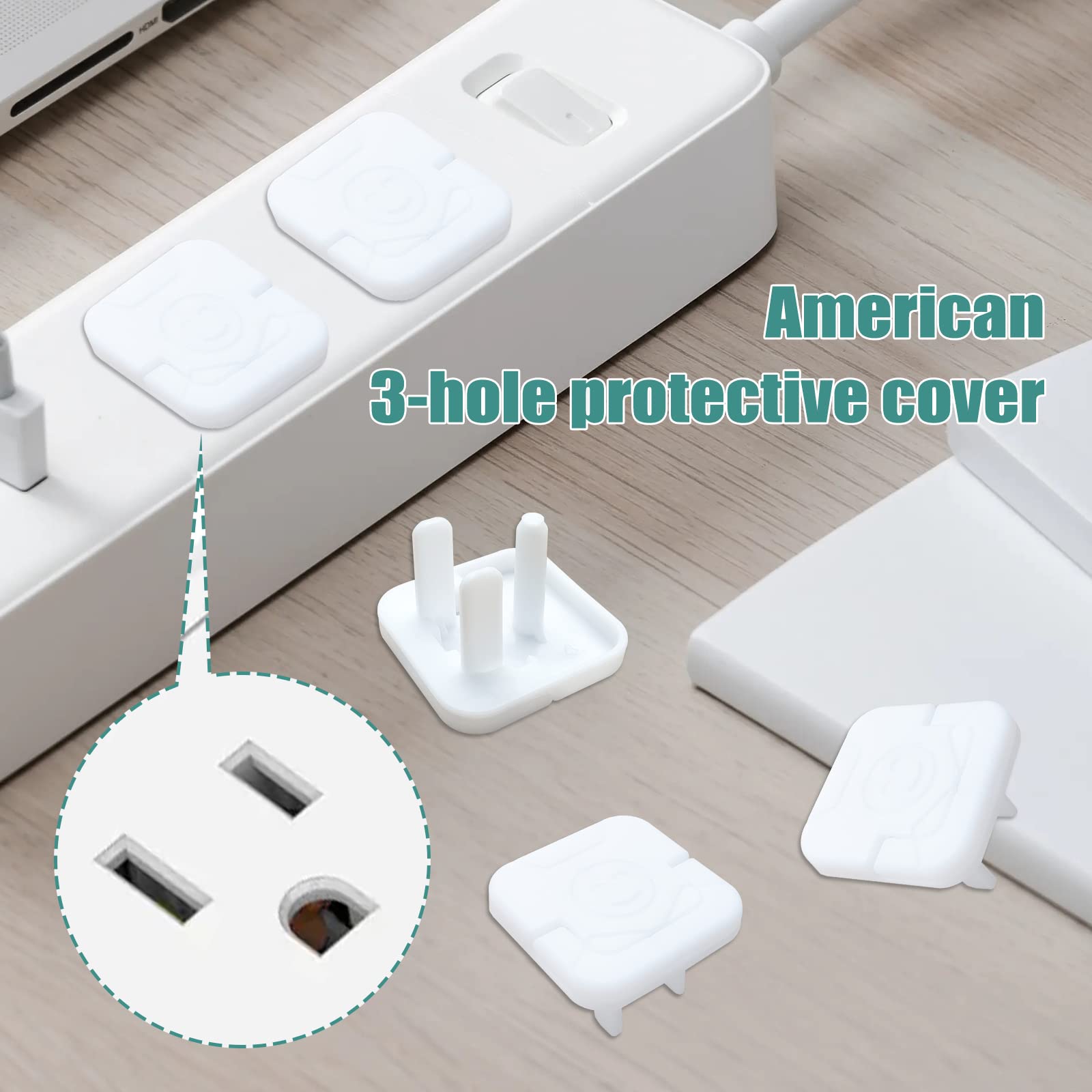 40 Pack Baby Proofing Outlet Covers, Child Safety Plug Covers for Electrical Outlets, White Square Socket Covers for Outlets with Hidden Handle, for Kids Toddler Protection