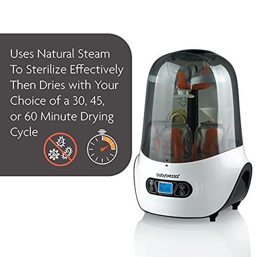 Baby Brezza Baby Bottle Sterilizer and Dryer Machine β Electric Steam Sterilization - Universal Fit - Pacifiers, Glass, Plastic, and Newborn Feeding Bottles