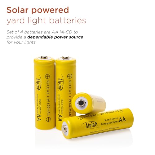 Alpine Corporation AA Ni-CD Replacement Rechargeable Batteries for Solar Powered Garden Lights, Set of 4