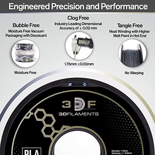 3DF Printing Filament – PLA 1.5KG X 3 Bundles of 3D Filaments for FDM 3D Printers | Filament 1.75mm | Dimensional Accuracy +/- 0.02mm | 0.5kg (1.1lbs) Spool | Pack of 9