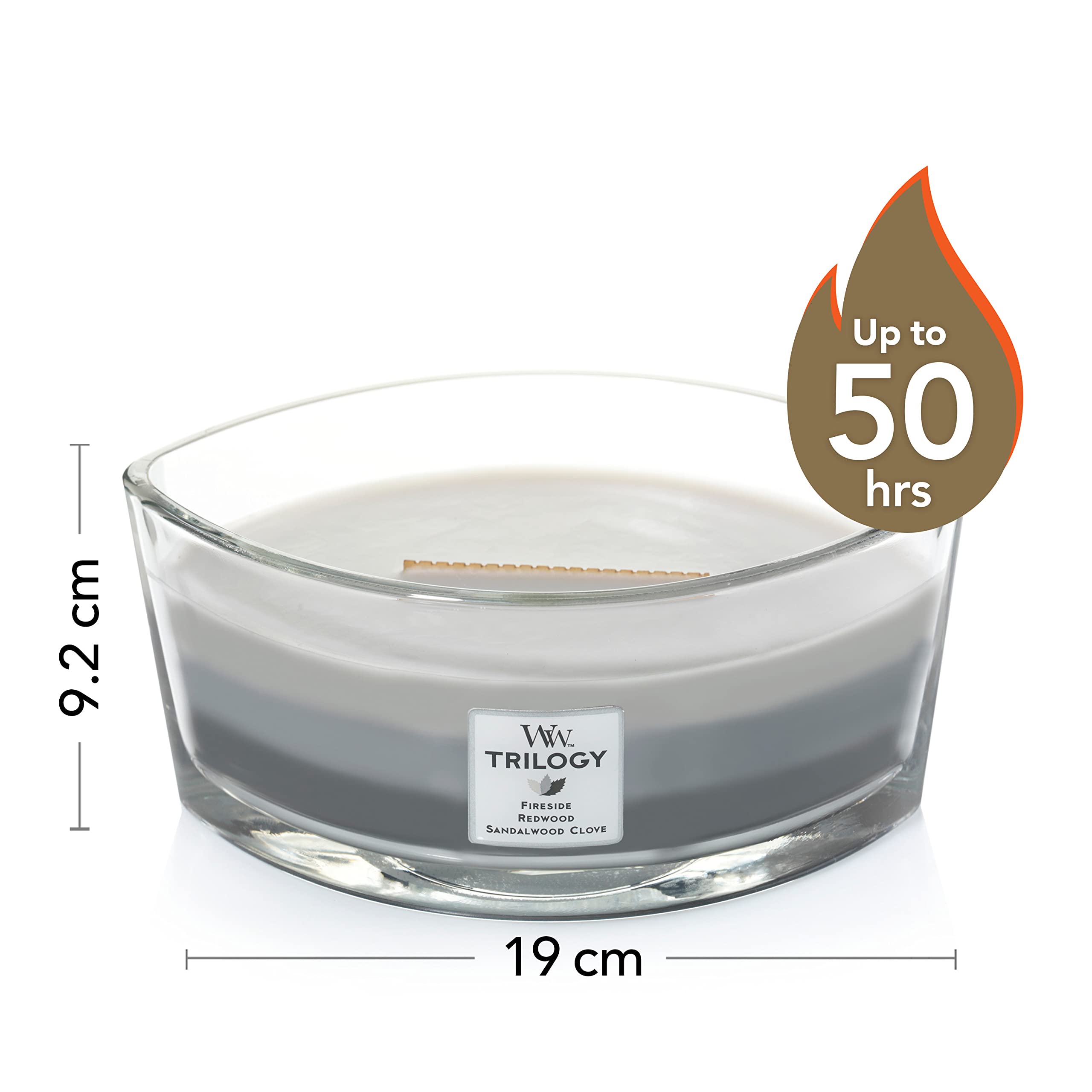 Woodwick Ellipse Trilogy Scented Candle, Warm Woods, with Crackling Wick, Burn Time: Up to 50 Hours