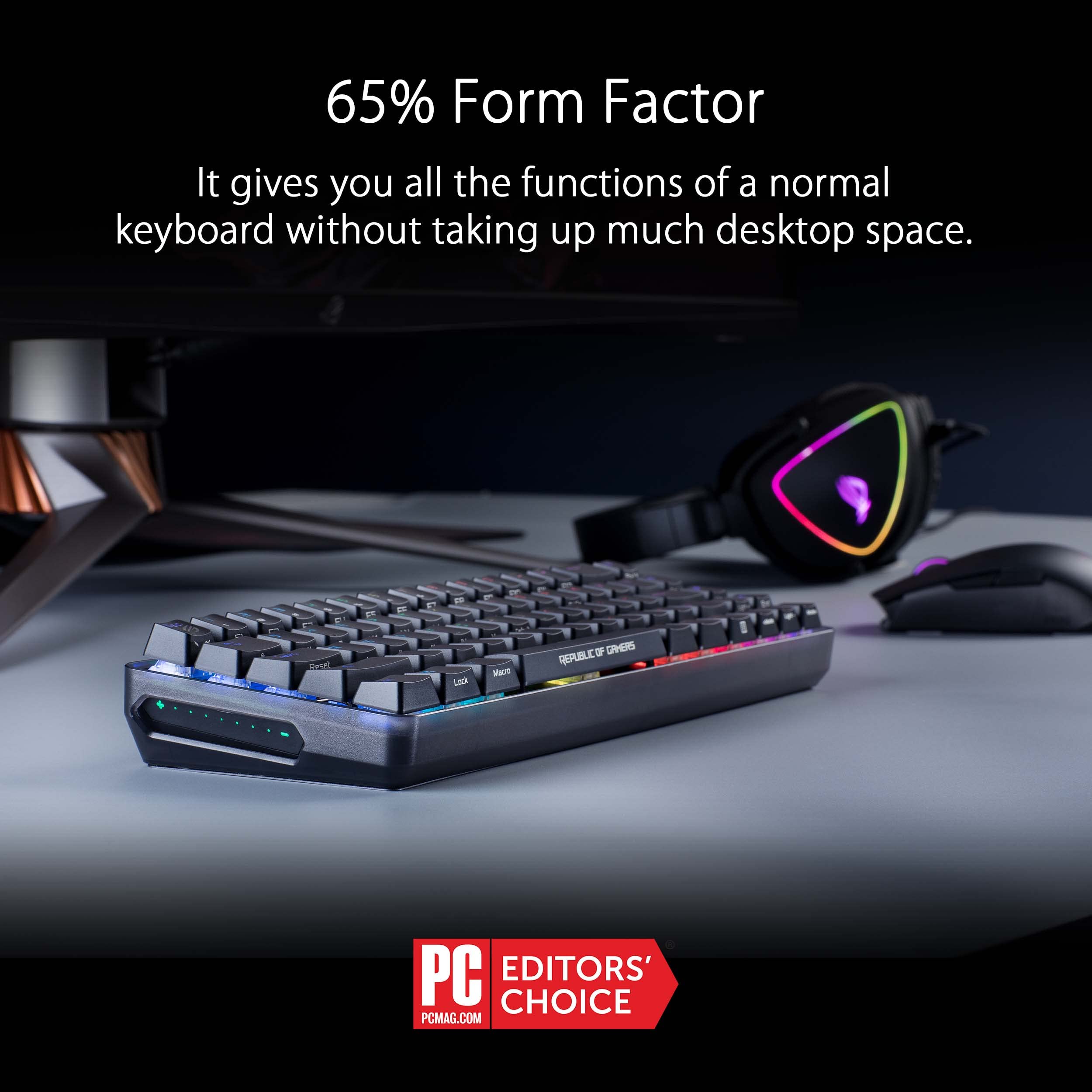 ASUS ROG Falchion Wireless 65% Mechanical Gaming Keyboard | 68 Keys, Aura Sync RGB, Extended Battery Life, Interactive Touch Panel, PBT Keycaps, Cherry MX Brown Switches, Keyboard Cover Case (Renewed)
