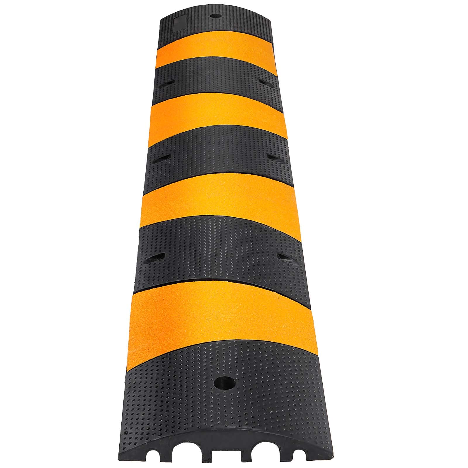 Happybuy 2pcs 6 Feet Rubber Driveway Modular Heavy Duty Speed 72.4 x 12 x 2.4 Inch Cable Protector Ramp for Garage Gravel Roads Asphalt Concrete, 2Pack-6Ft-Speed Bump