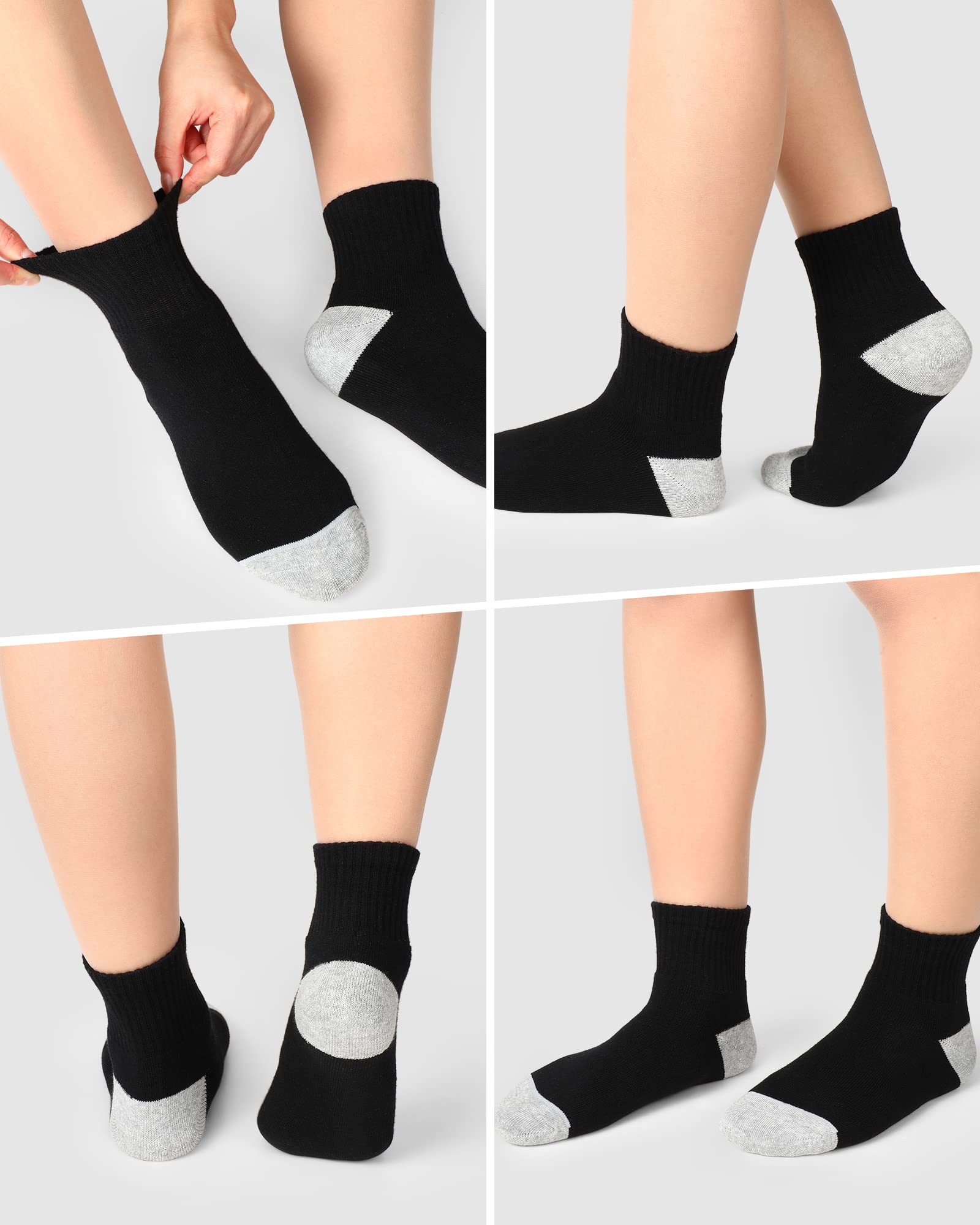 40 Pairs of Cotton Moisture Wicking Crew Socks for Men And Women, Bulk Cushion Low Cut Ankle Socks(Gray)