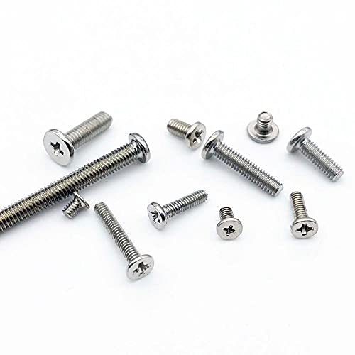 25pcs M2 M2.5 M3 Carbon Steel Cross Phillips Ultra Thin Wafer Low Flat Head Screw Bolt for Laptop Notebook Computer Phone (Color : Silver_6MM_M2.5)