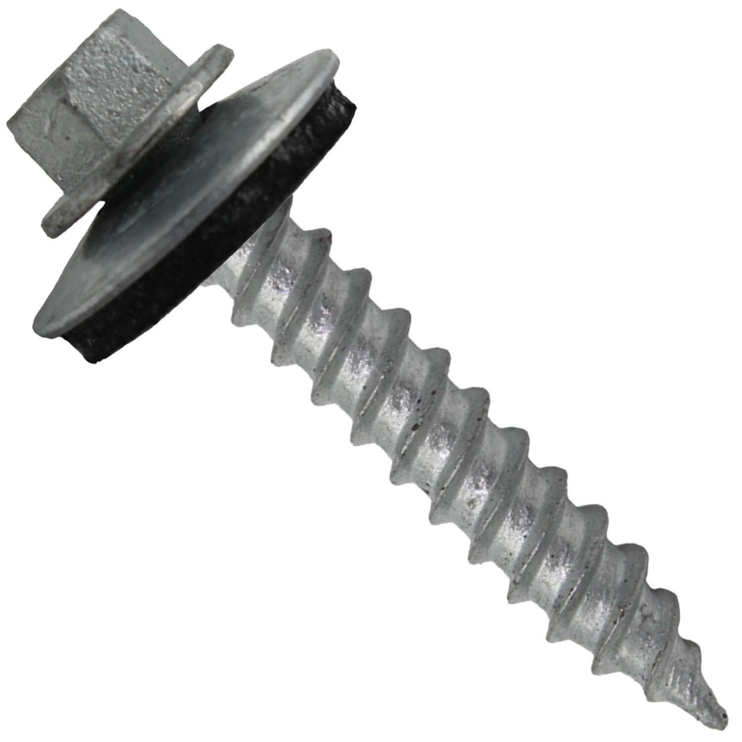 Metal Roofing Screw: (250) 12 x 1-1/2" ZINC Hex ReGrip Sheet Metal Roof Screw. Sharp Point metal to wood siding screws. 5/8" EPDM washer.