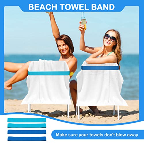 4 Pack Towel Bands for Beach, Pool & Cruise Chairs, The Better Towel Chair Clips Towel Holder Beach Towel Clips