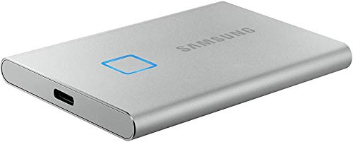 SAMSUNG T7 Touch Portable SSD 1TB, Up to 1050MB/s, USB 3.2 External Solid State Drive + 2mo Adobe CC Photography (MU-PC1T0S/WW), Silver