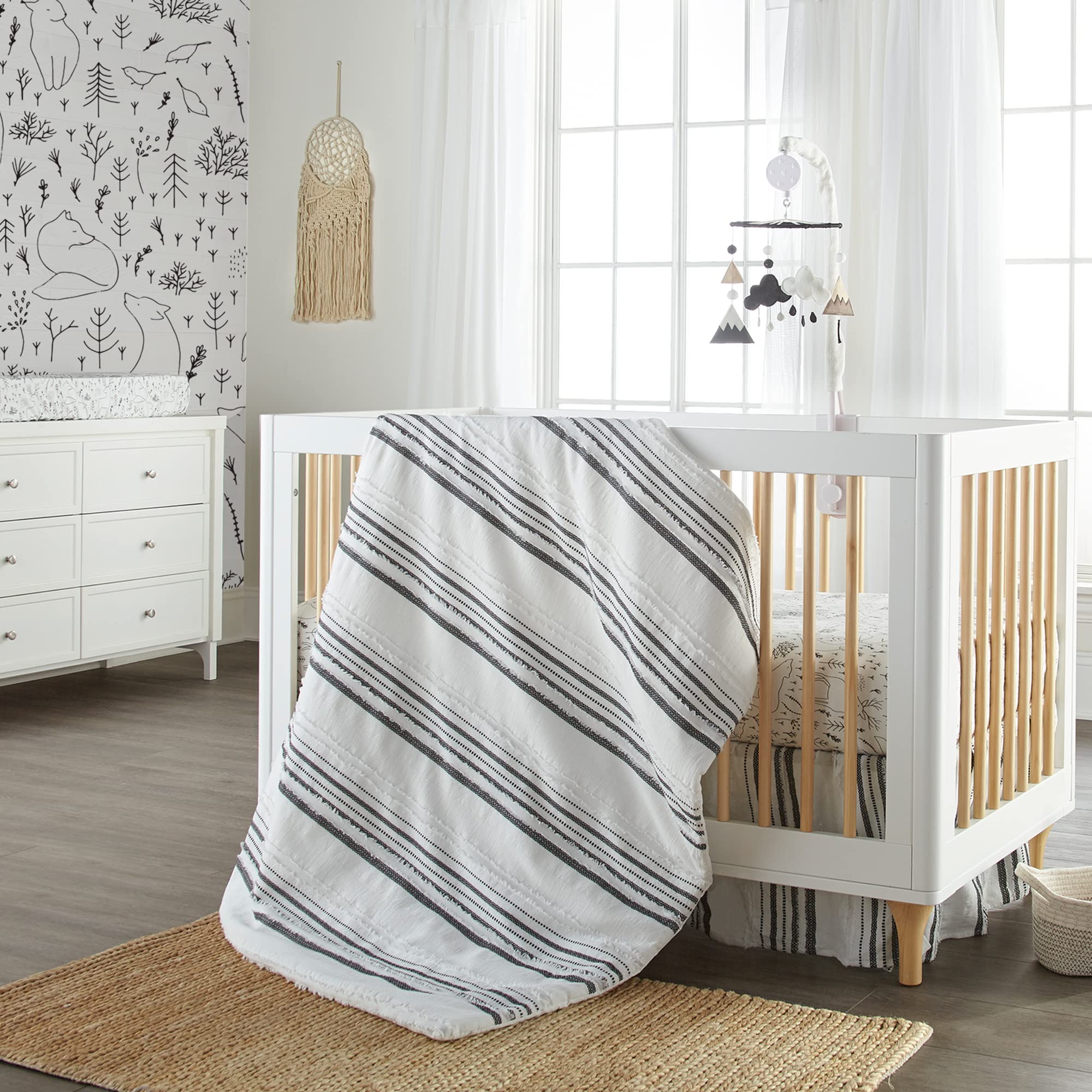 Levtex Baby Nico Set Fitted Sheet, Cotton, Charcoal