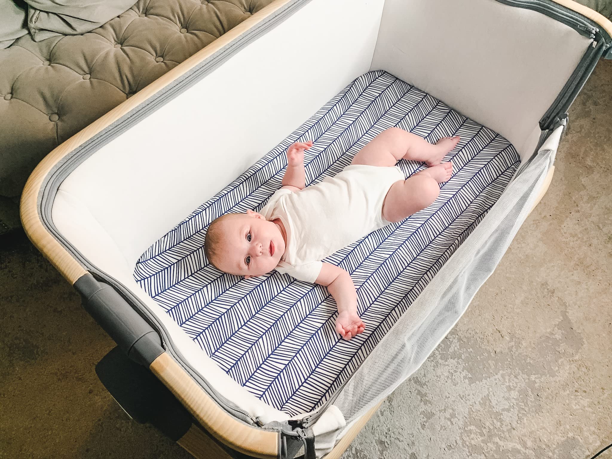 Bassinet Bed Sheets – Premium Bassinet Fitted Sheets 4 Pack – 100% Jersey Knit Cotton Cradle Sheets – Bassinet Bedding for Standard Size Oval or Halo Bassinet Pads – Bassinet Sheet for Boy & Girl