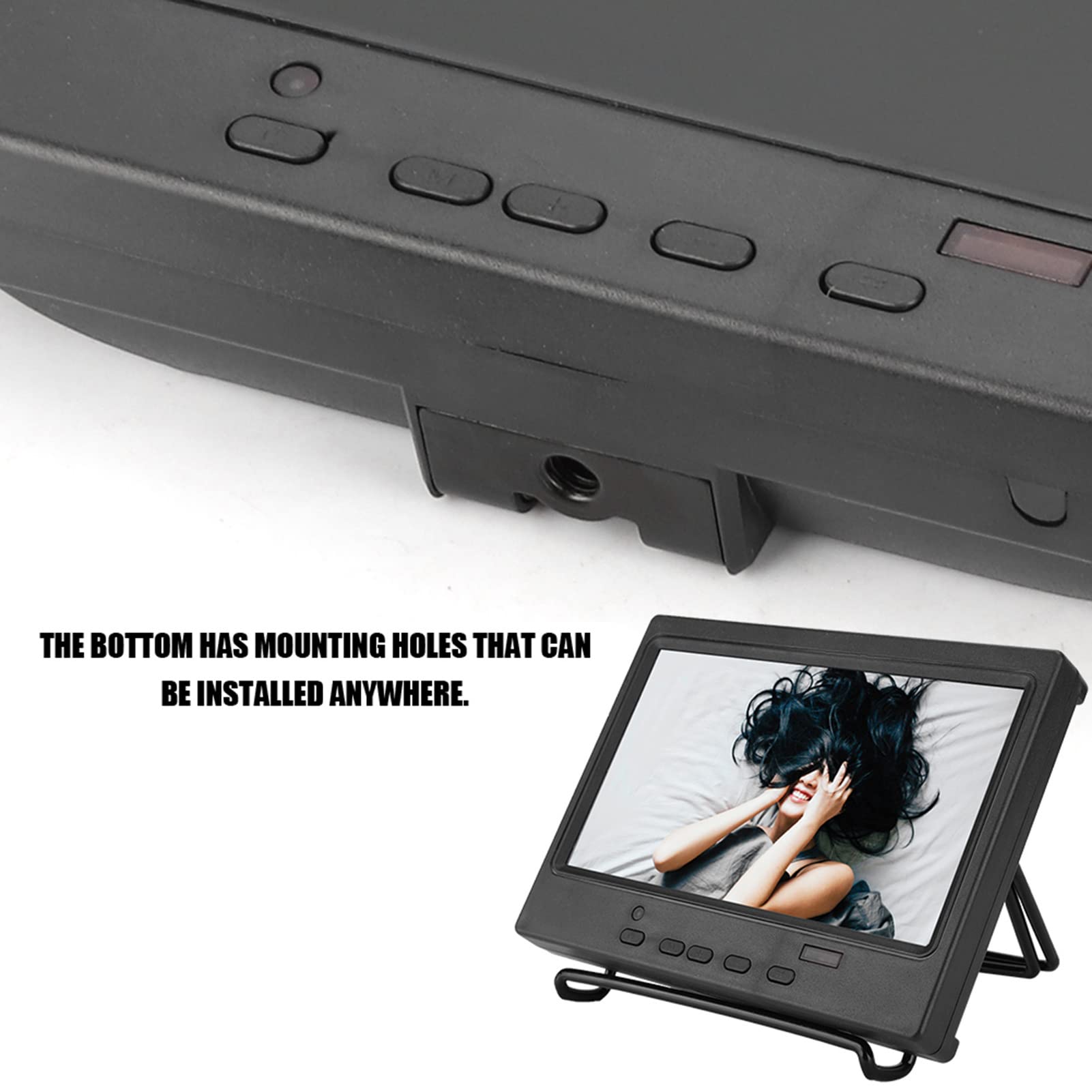 Wendry 7 Inch Monitor for,1024x600 16:9 AV+ HDMI + VGA Portable Gaming Monitor with Foldable Bracket,250 cd / m2 Widescreen Screen Display for, car Display, CCTV