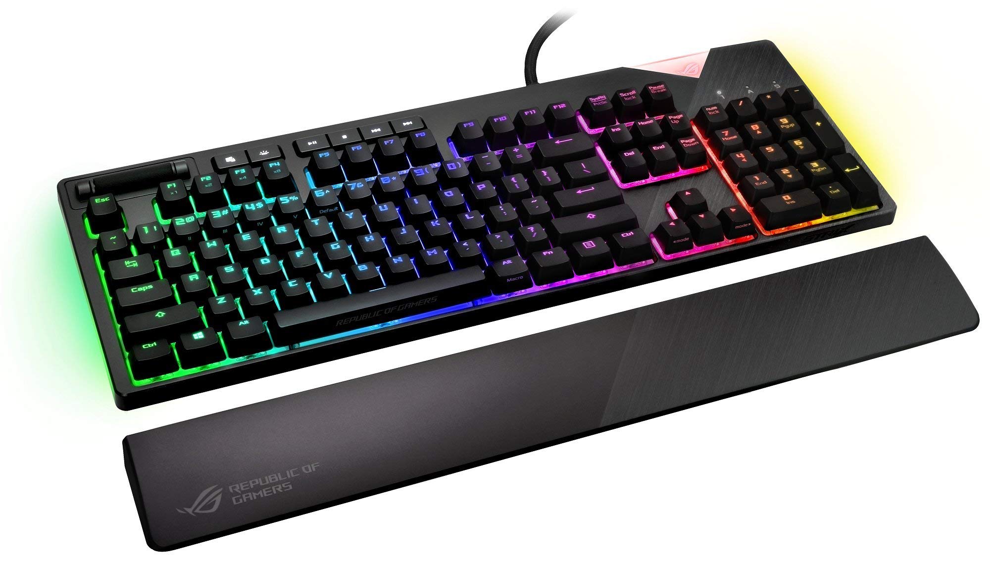 ASUS ROG Strix Flare (Cherry MX Red) Aura Sync RGB Mechanical Gaming Keyboard with Switches, Customizable Badge, USB Pass Through and Media Controls (Renewed)