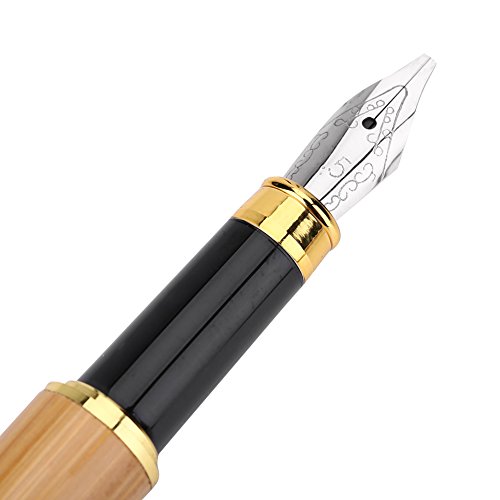 Delaman Bamboo Fountain Pen Calligraphy Pens Duckbill Parallel Nib Fine Art Pen Art Writing Nib Business Broad Stub Chisel-pointed (1.5mm)