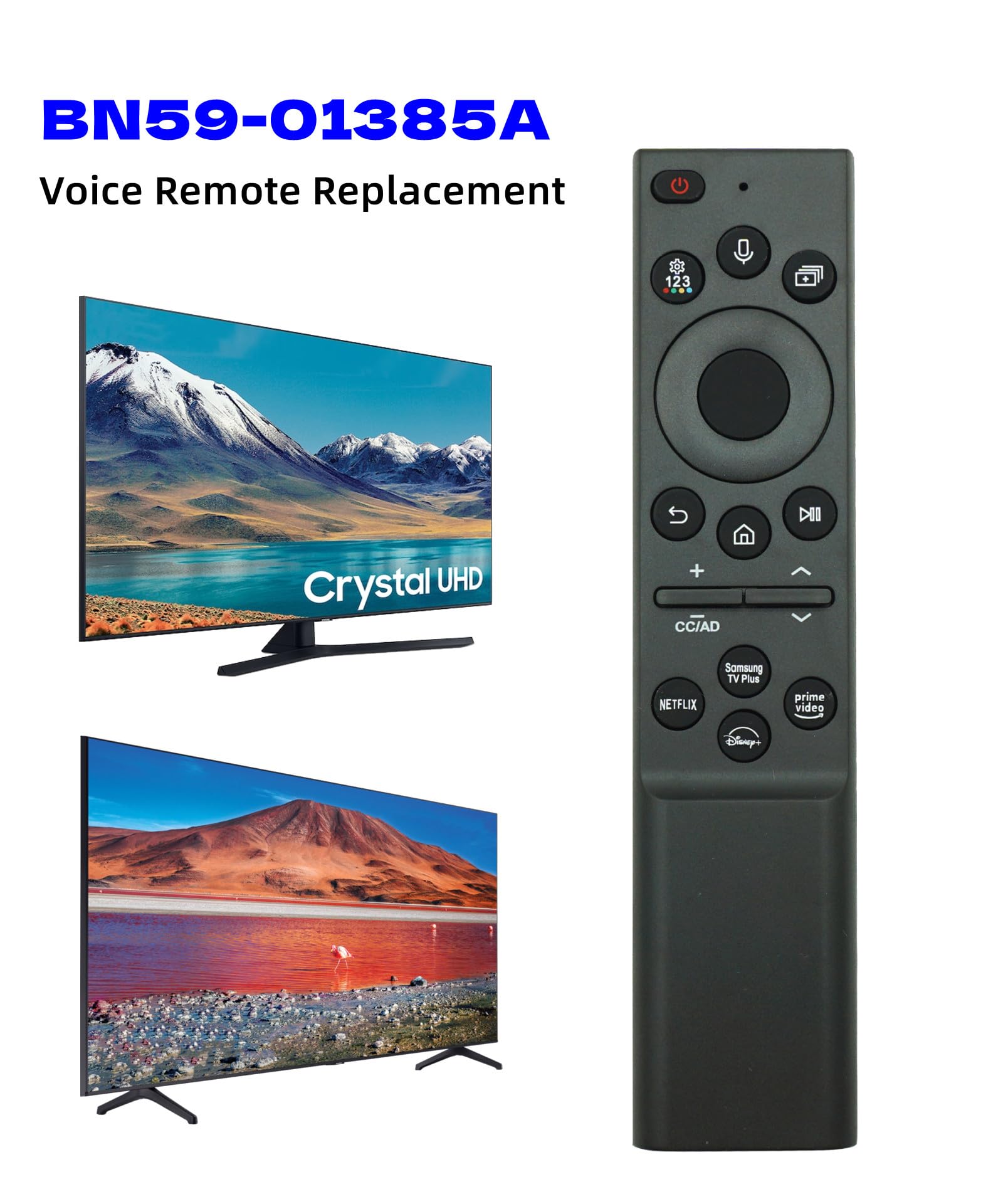 2023 New BN59-01385A(No solar) Replacement Voice Remote fit for Samsung Smart TV,Compatible with Samsung Crystal UHD/QLED/Neo QLED/The Frame/4K/8K Series TVs-1 year warranty