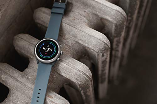 Fossil Men's Gen 4 Sport Heart Rate Metal and Silicone Touchscreen Smartwatch, Color: Grey, Blue (FTW4021)