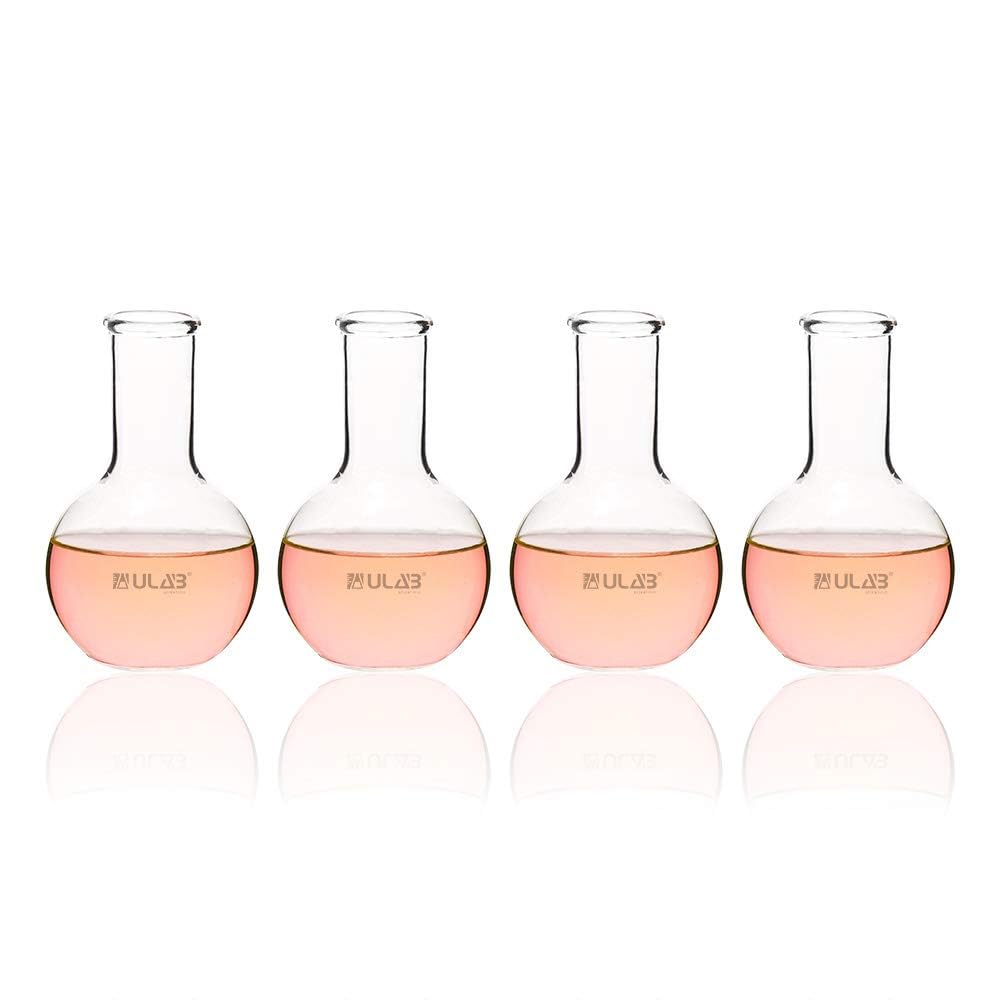 ULAB Glass Wine Decanters, Flat Bottom, 8.45oz Flask, Borosilicate 3.3 Glass Material, Pack of 4, UBF1013