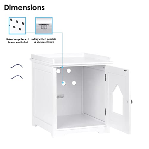 PAWLAND Cat Litter Box Enclosure, Cat House Side Table,Night Stand Pet House, Indoor Cat House, White