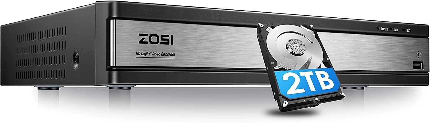 ZOSI H.265+ 16CH Full 1080P Video Security DVR Recorder with 2TB Hard Drive, Hybrid 4-in-1 Surveillance CCTV DVR for 960H/CVI/TVI/AHD Home Security Cameras system (Renewed)