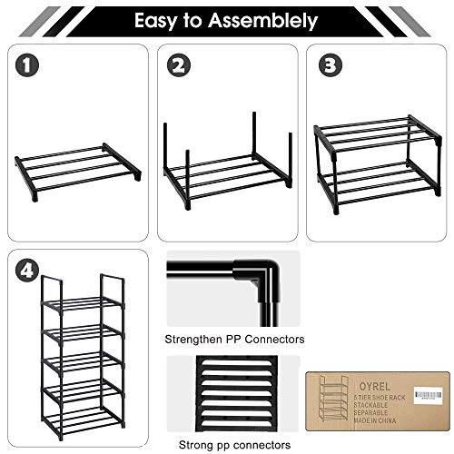 OYREL Sturdy Metal Shoe Rack Organizer,Narrow Shoe Racks for Closets, Shoe Stand,Shoe Shelf