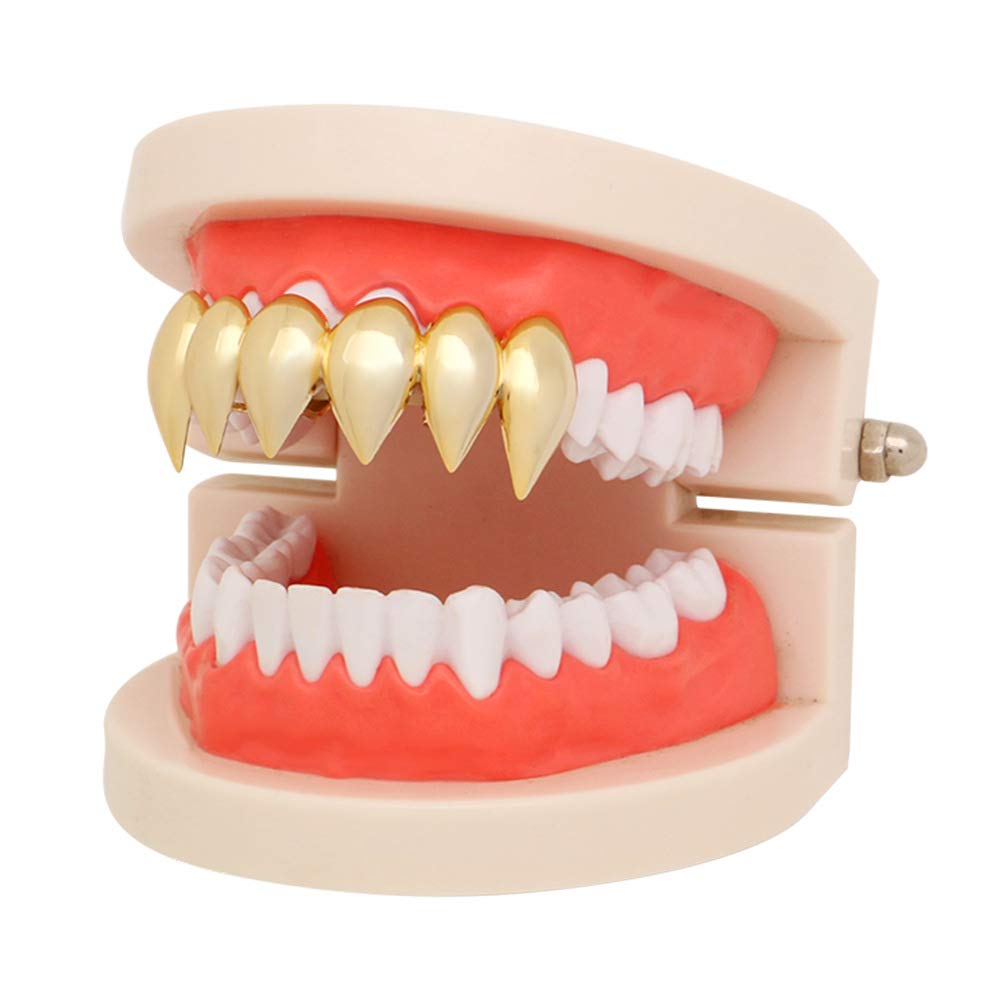 18K Gold Silver Plated Hip Hop Top Vampire Fangs Teeth Grillz