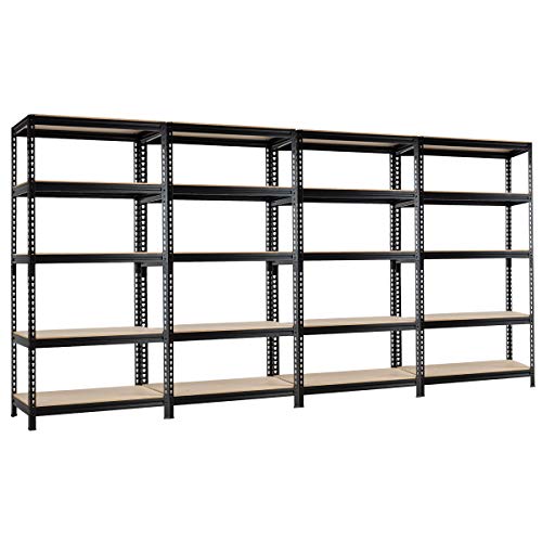 Tangkula 5-Tier Steel Storage Shelves, 73” Heavy Duty Garage Shelf with Adjustable Shelves, Boltless Shelving Unit for Free Combination, Metal Muscle Rack for Home Office Garage (4, Black)