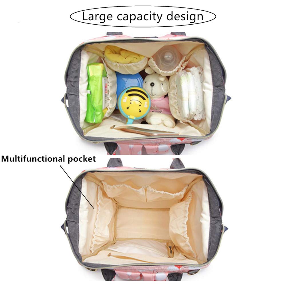 Flamingo Multi-Function Diaper Bag for Baby Care Wide Open Nappy Bags Handbags Royal Blue