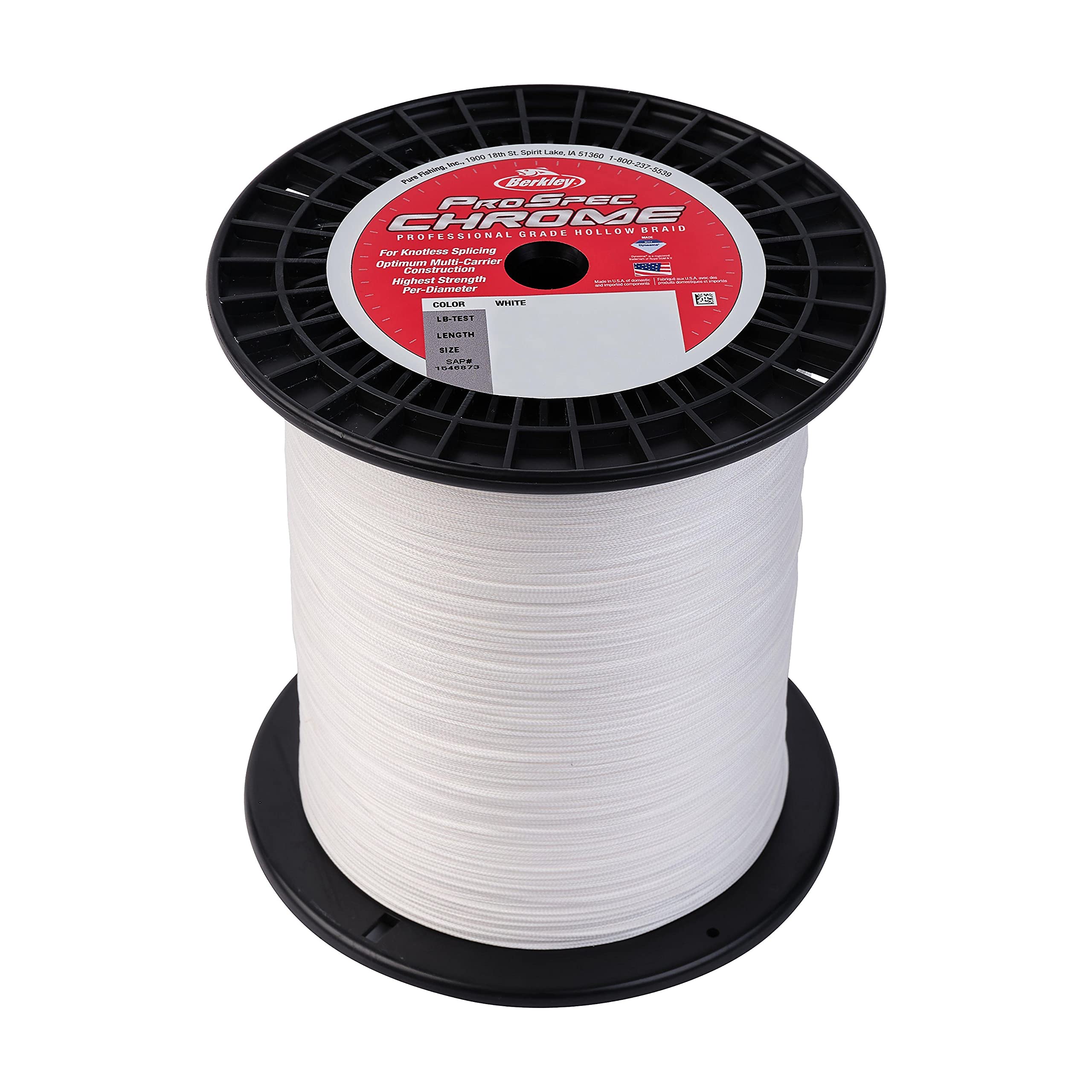 Berkley ProSpec® Premium Hollow Braid Superline, White, 130lb | 81.6kg Fishing Line, Suitable for Saltwater Environments