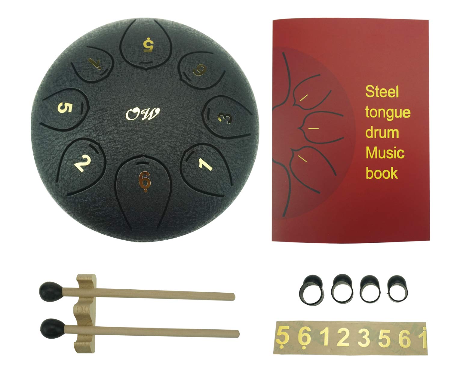 6 inches C Major Steel Tongue Drum Black 8 Notes Tank Drum with Couple of Mallets, Beautifully Finished and Peaceful Sound, Ideal for Meditation and Healing, Easy to Learn and Play,Christmas Gift Idea