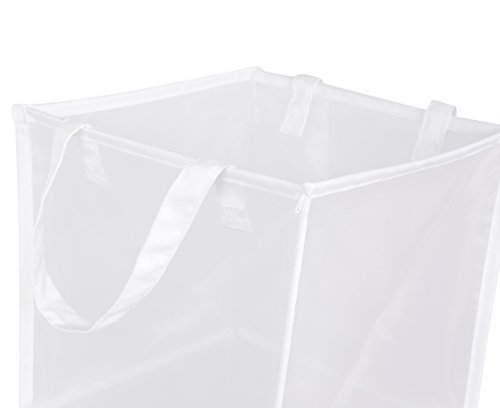 BIRDROCK HOME Pop-Up Magic Hamper - Collapsible Mesh Laundry Hamper - Square - Carry Handles - Dirty Laundry Sorter Mesh Basket - White