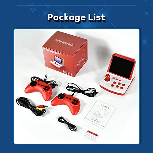 A6 Plus Mini Handheld Game Console 3.5 inch Arcade Style Emulator Portable Games Console Preinstalled Classic FC Games Built-in Rechargeable Battery for Kids Teens Gift 2 Players Red