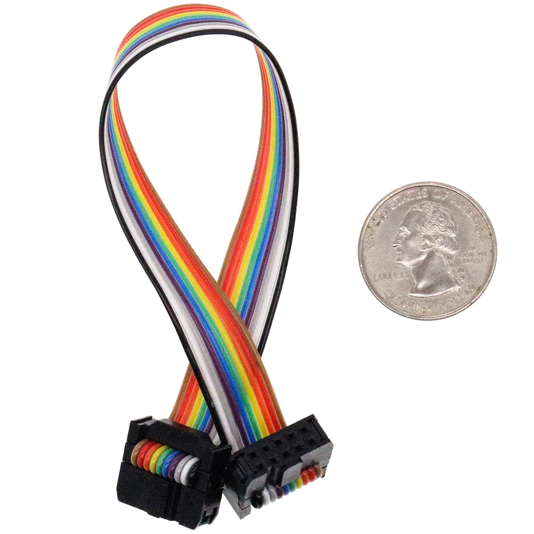 whiteeeen 10pcs 10 Pin for Flat Colorful Ribbon Cable 0.1" Pitch Female to Female Sockets About 7.87" IDC Connector
