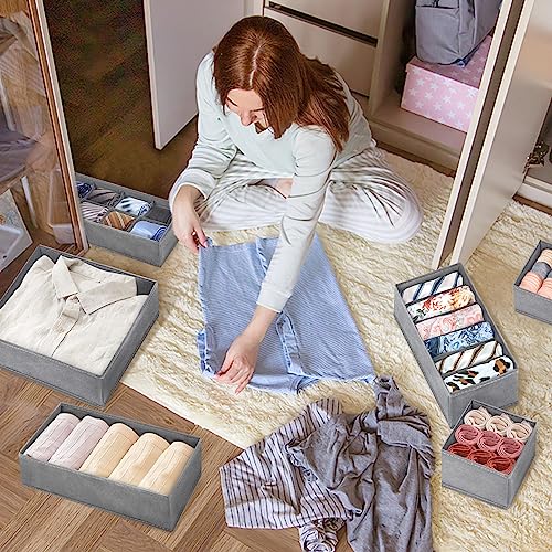 8 Pack Drawer Organizers for Clothing, Drawer Organizer Clothes Fabric Foldable Underwear Organizer, Dresser Organizer Closet Storage Dividers Bins for Storing Sock, Bra, Panty, Scarf, Belt, Ties