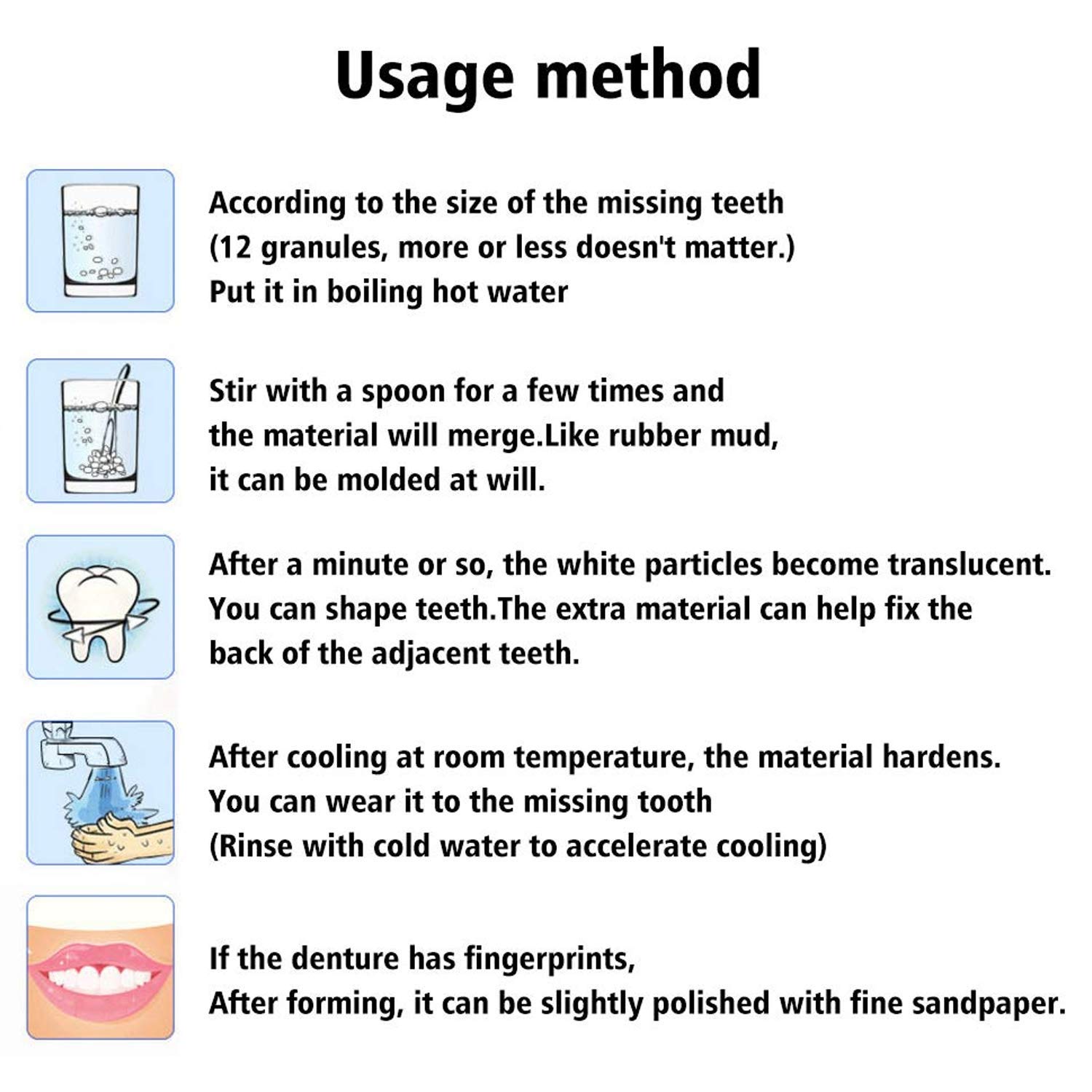 Teeth Repair Kit, Temporary Teeth replacement kit, Moldable False Teeth, Thermal Fitting Beads for Snap On Instant and Confident Smile, with Mouth Mirror, Mouth Tweezer, Dental Probe