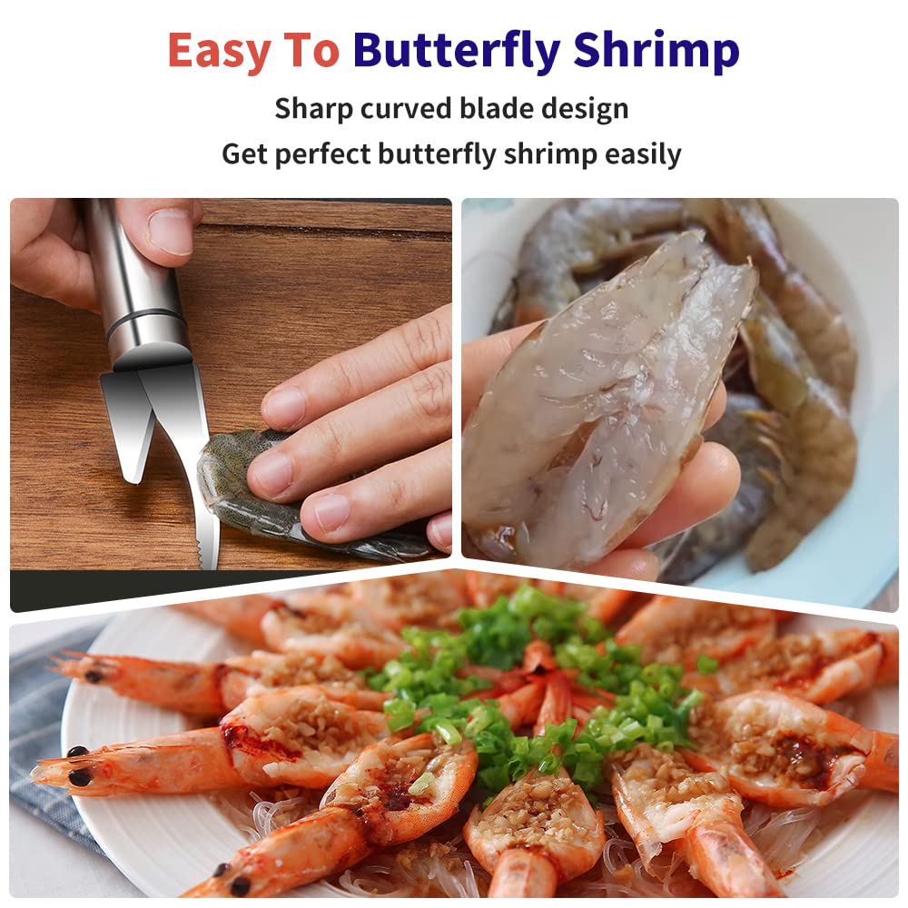 ADORAMBLING 2PC Shrimp Deveiner Tool Stainless Steel Shrimp Deveining Tool Efficient Shrimp Peeler and Deveiner Tool Portable Shrimp Cleaner Shrimp Knife for Easy Shrimp Deveining Shrimp Cleaning Tool