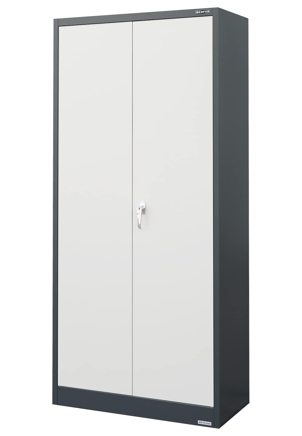 BESFUR Metal Storage Cabinet with Locking Doors and Adjustable Shelves, Steel Storage Cabinet for Office, Garage, Warehouse, Classroom, Pantry, 70.86" H x 31.5" W x 15.75" D (Light Grey & Dark Grey)