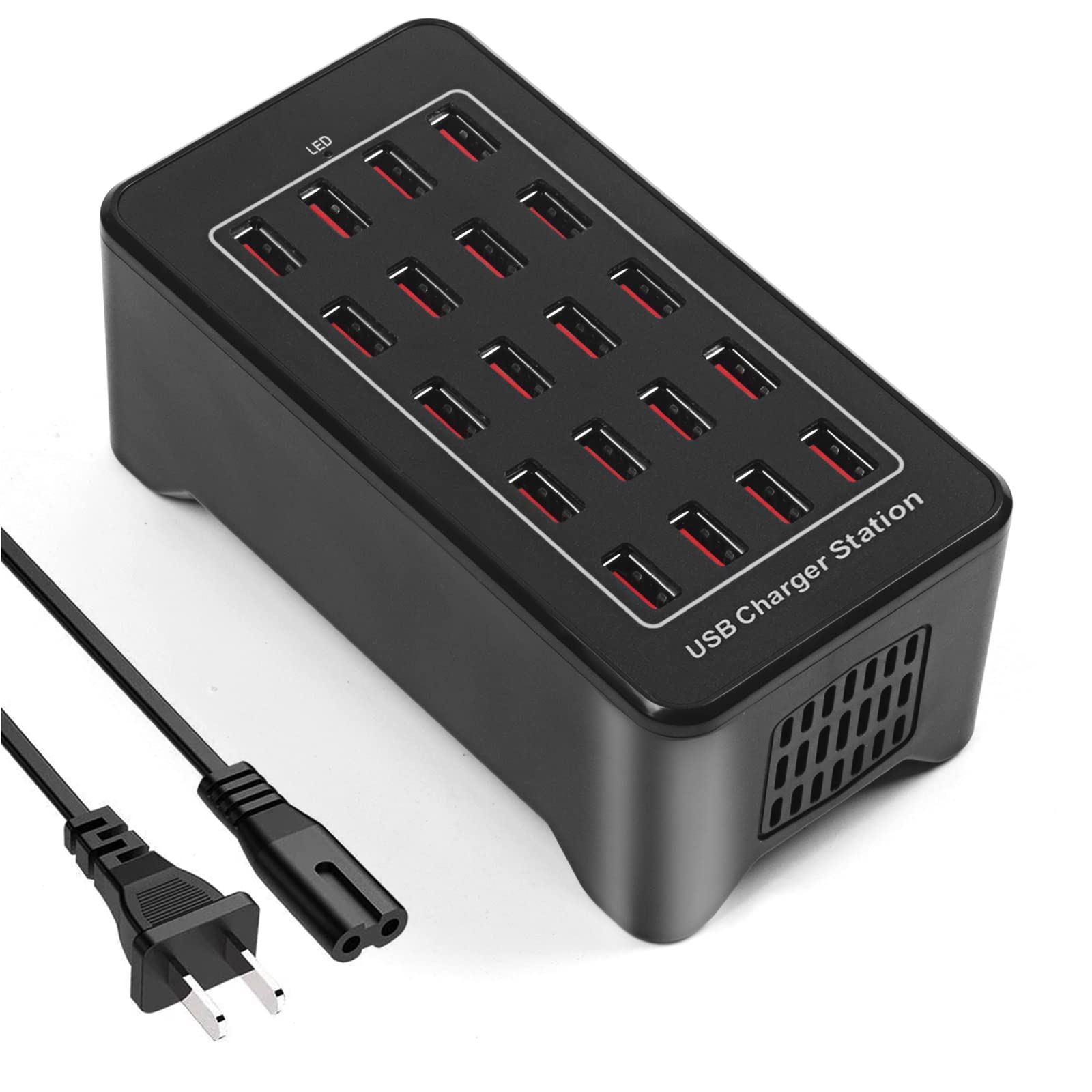 20-Port 100 W(20 A) Multiple USB Charger Station,RISWOJOR Multiport USB Charging Station with Intelligent Detection, Compatible with Smartphones, Tablets, and More Devices
