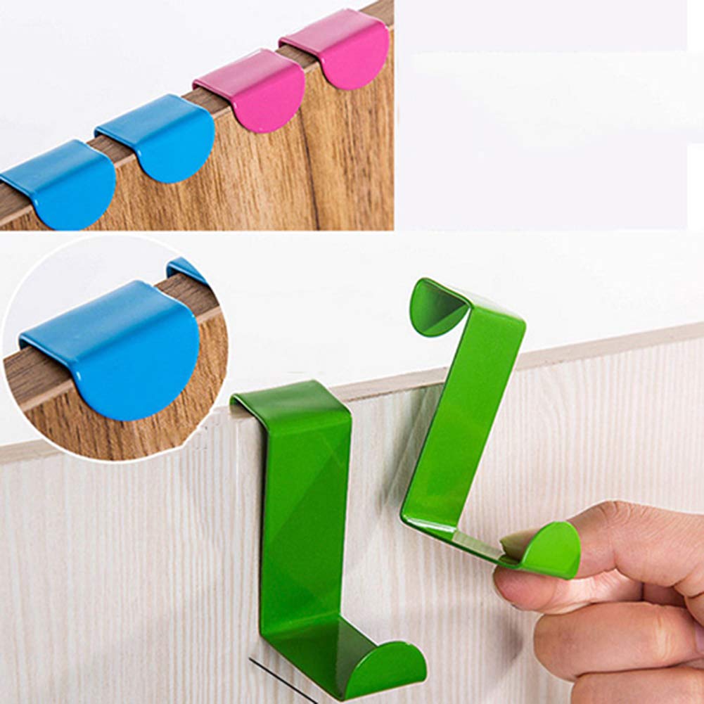 Baost 2 Pcs Stainless Steel Over The Door Hooks Z Shaped Hanging Hooks Bathroom Door Cabinet Back Hanger Hook Kitchen Space Saving Storage Organizer Rack for Towel, Hat, Coat Yellow