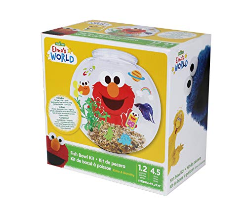 Penn-Plax Officially Licensed Sesame Street Elmo’s World Fish Bowl Kit – Great Way to Teach Young Beginners How to Maintain and Take Care of an Aquarium