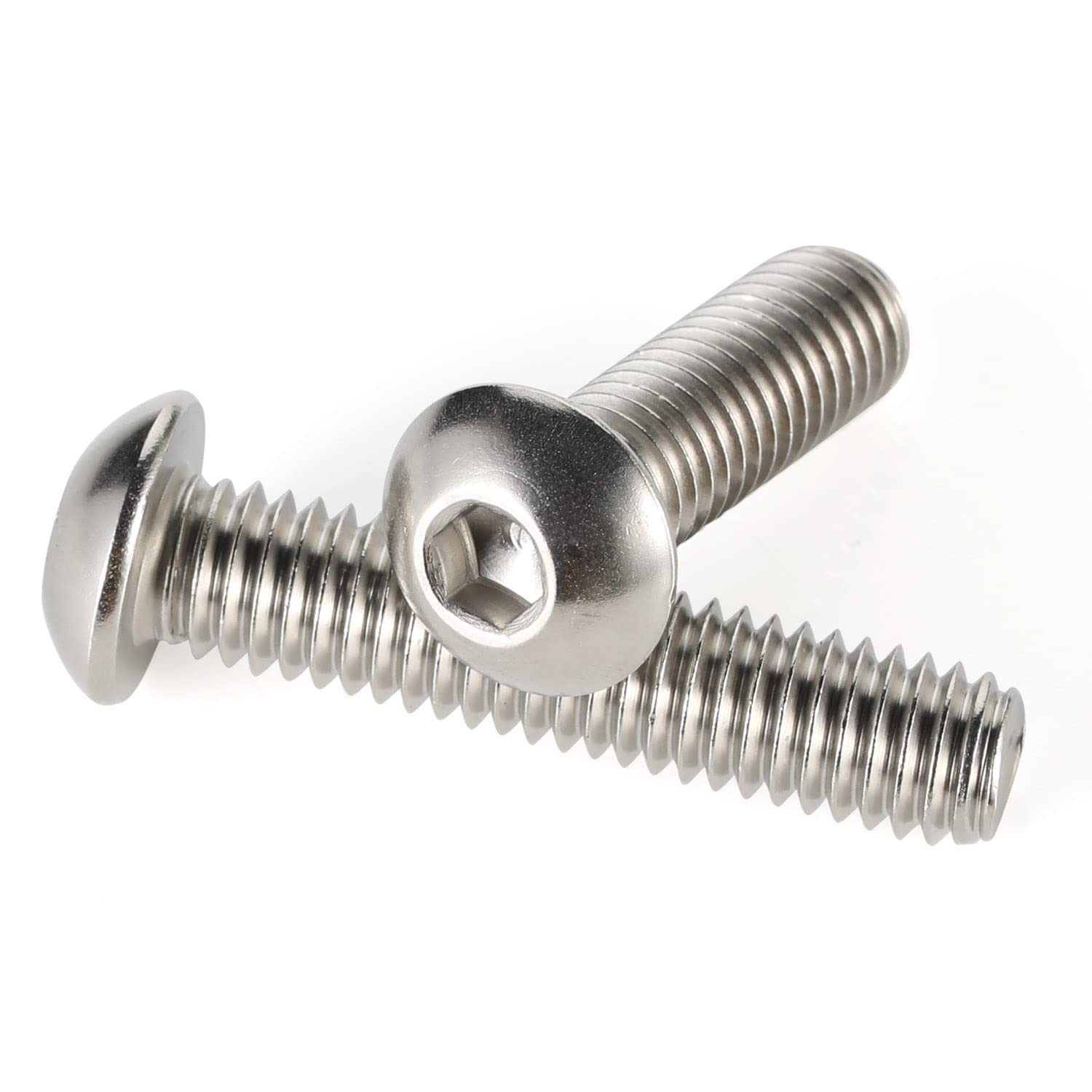 M6-1.0 x 12mm Button Head Socket Cap Screws, Allen Socket Drive, Stainless Steel 18-8, Bright Finish, Quantity 25